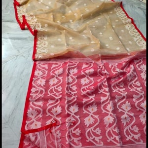 Pure Handloom Muslin Jamdani Saree for Indian Women Traditional and ...