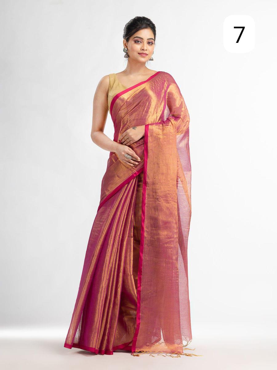 Pure Handloom Tissue Cotton Saree for Indian Women Traditional and ...
