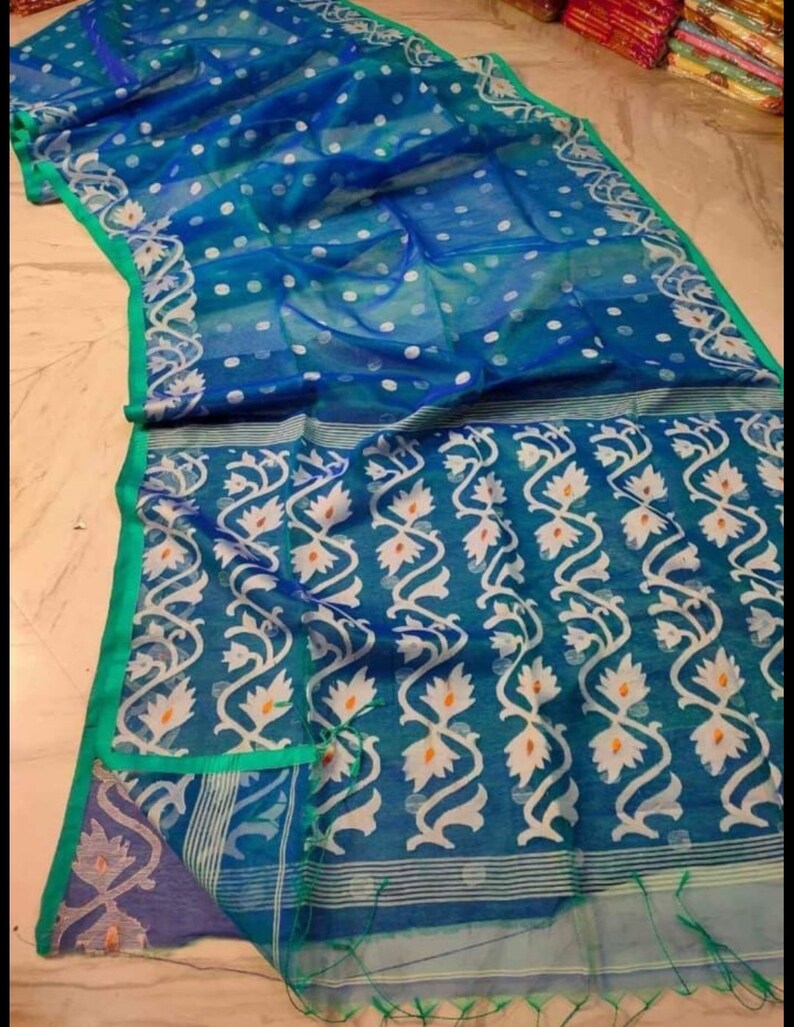 Pure Handloom Muslin Jamdani Saree for Indian Women Traditional and ...