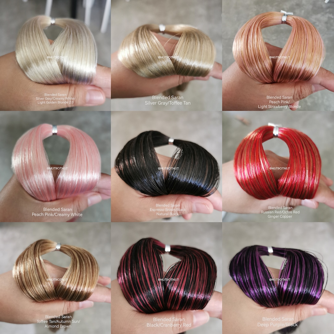 Bundle Blended Saran Doll Hair for Custom Reroot 23 Long, Variety of ...