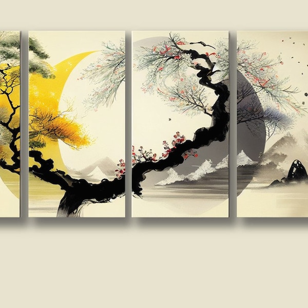 4 Seasons Chinese Wall Art - Etsy