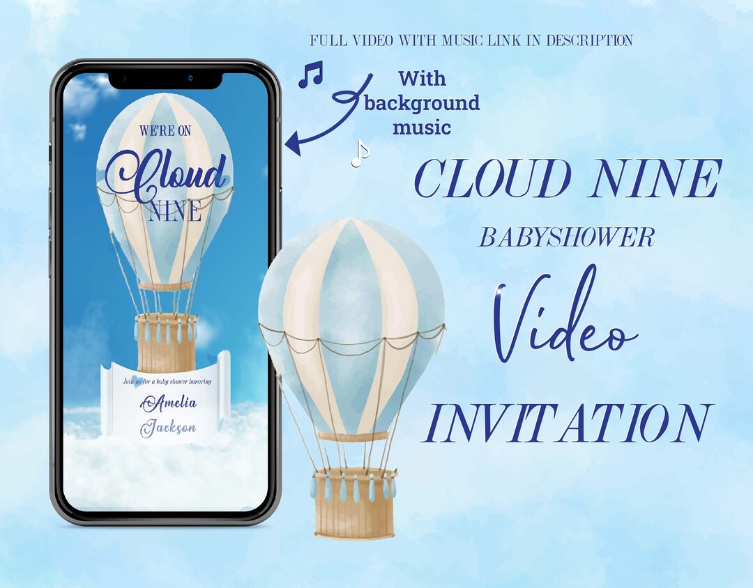 Cloud Nine Baby Shower Video, Cloud 9 Baby Shower Invite, Blue Baby ...