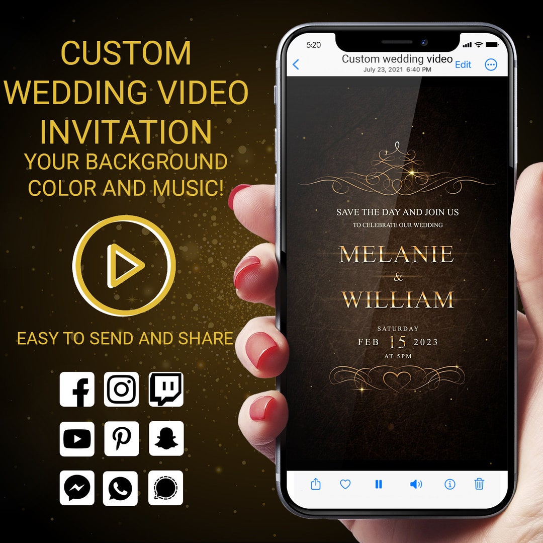 Golden Wedding Video Invitation, Wedding Animated Card, Digital ...