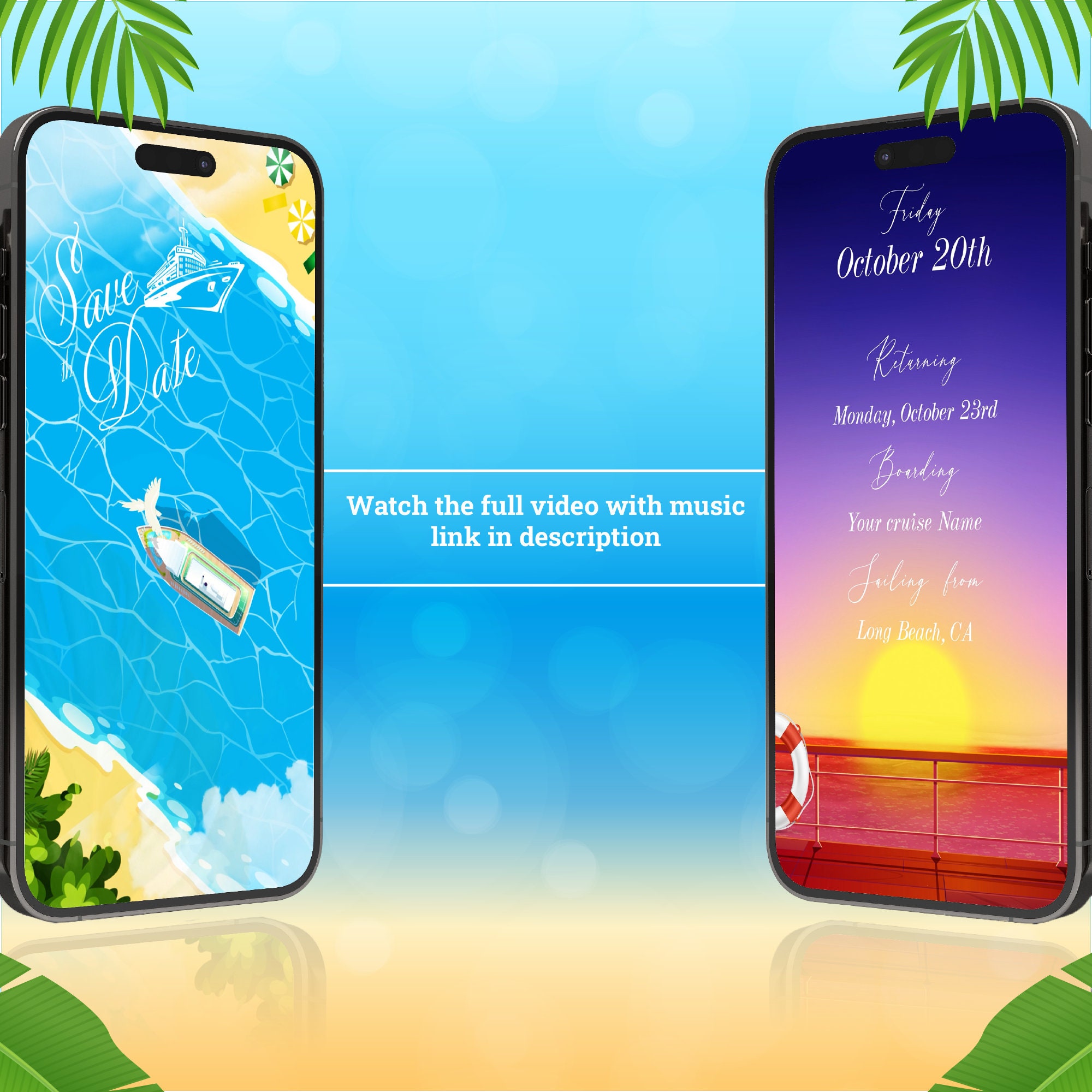 Yacht Video Wedding Invitation, Cruise Save the Date Video Invitation ...