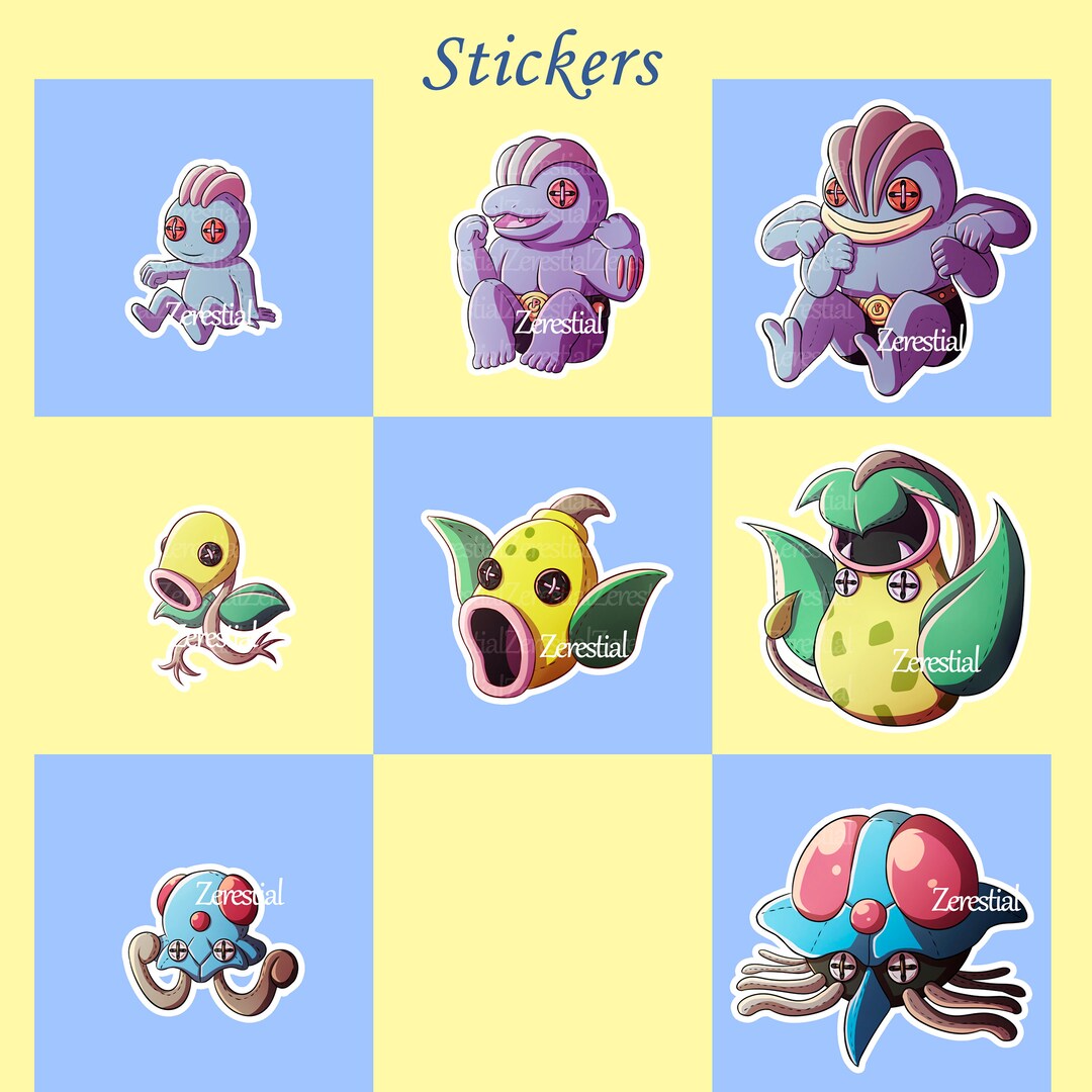 Pokemon Kanto Sticker pkdx 066-073 - Etsy