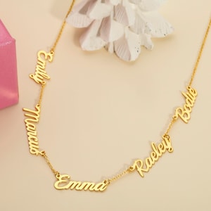 Multiple Name Necklace, 5 Names Necklace, Family Name Necklace ...
