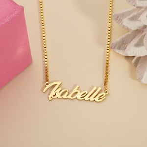 Box Chain Name Necklace Gold 14k, Custom Name Necklace, Personalized ...
