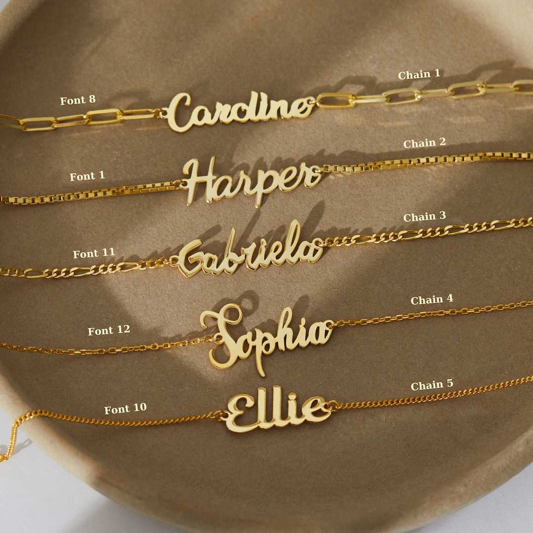 14k Gold Name Bracelet, Custom Name Bracelet, Personalized Jewelry for ...
