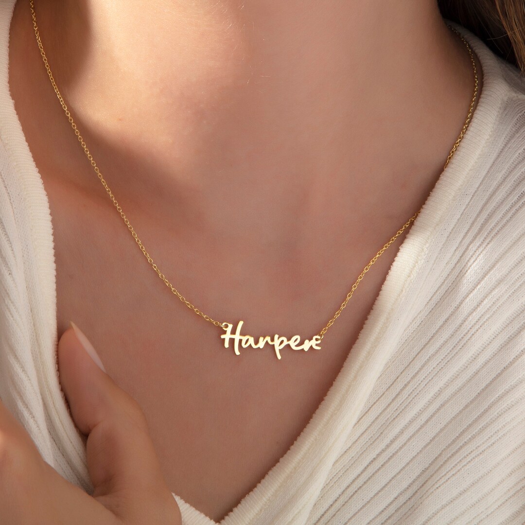 14k Real Gold Name Necklace Personalized Ts For Her Custom Name
