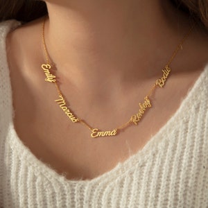 Multiple Name Necklace, 5 Names Necklace, Family Name Necklace ...