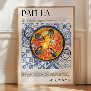 Traditional Spanish Paella Art Print, Kitchen Wall Decor, Culinary ...