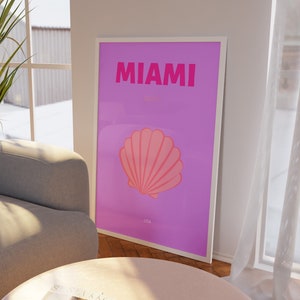 Miami Beach, Preppy Beach Posters, Prints Pink Girly Wall Art Beachy ...