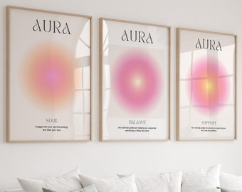 Aura Posters Set of 5, Spiritual Poster, Grainy Gradient, Gradient ...