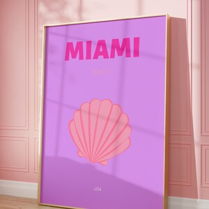 Miami Beach, Preppy Beach Posters, Prints Pink Girly Wall Art Beachy ...