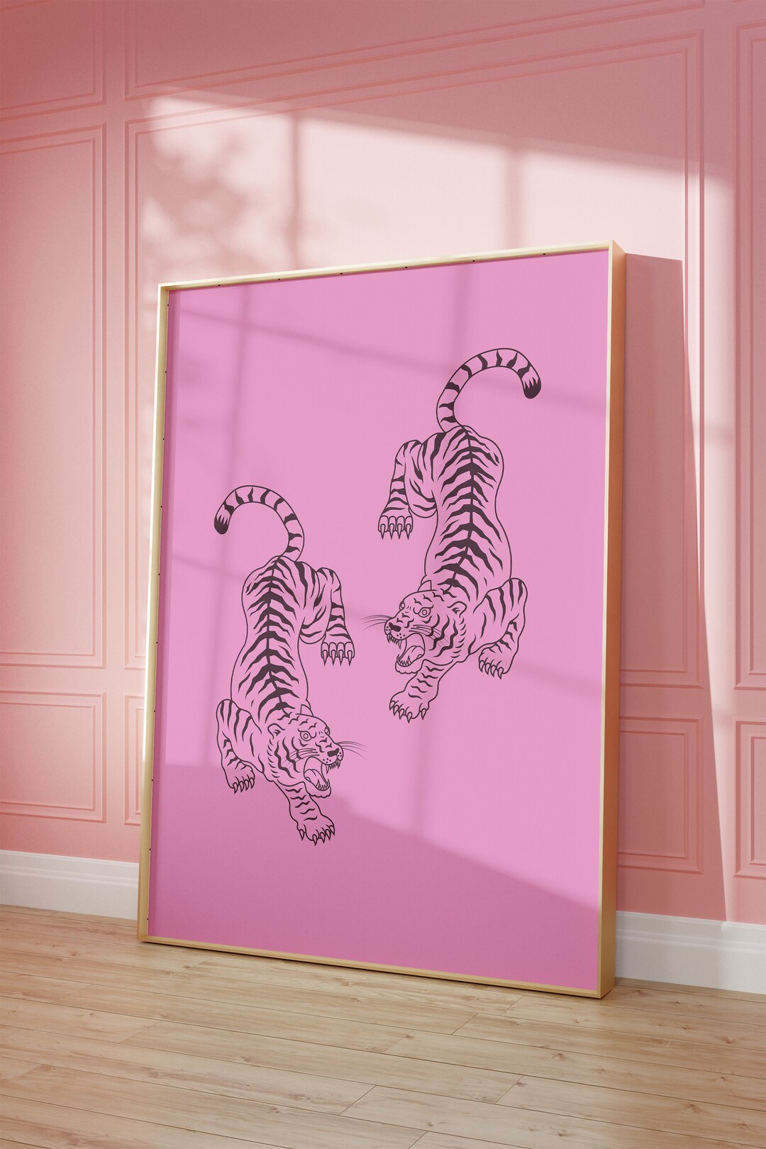 Pink Black Tiger Print, Preppy Room Decor, Preppy Tiger Poster, Boho ...