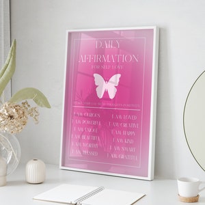 Daily Affirmation Poster, Pink Grainy Gradient Affirmation Poster ...