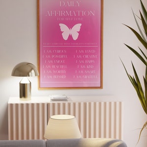 Daily Affirmation Poster, Pink Grainy Gradient Affirmation Poster ...