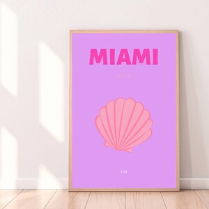 Miami Beach, Preppy Beach Posters, Prints Pink Girly Wall Art Beachy ...