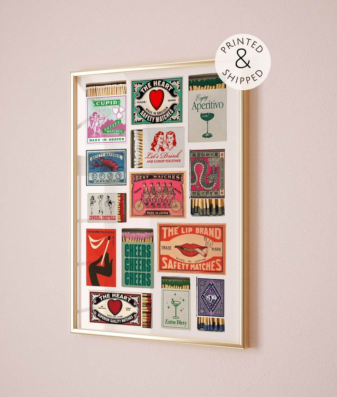 Vintage Matchbox Print, Trendy Matches Poster, Retro Matchbook Wall Art ...