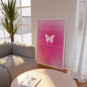 Daily Affirmation Poster, Pink Grainy Gradient Affirmation Poster ...