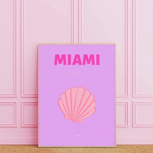 Miami Beach, Preppy Beach Posters, Prints Pink Girly Wall Art Beachy ...