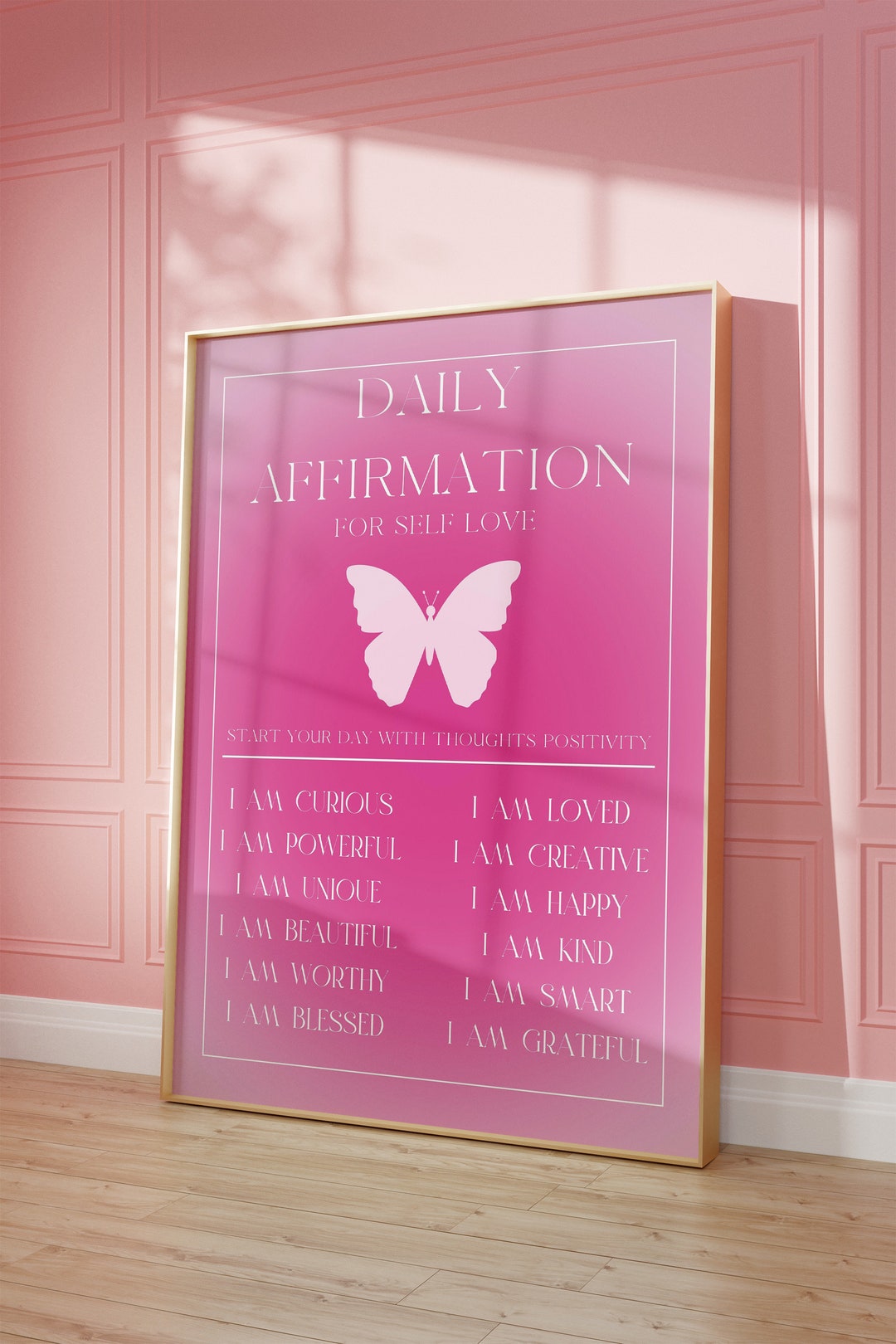 Daily Affirmation Poster, Pink Grainy Gradient Affirmation Poster ...