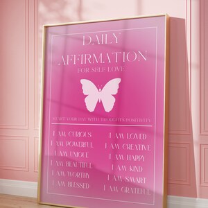 Daily Affirmation Poster, Pink Grainy Gradient Affirmation Poster ...