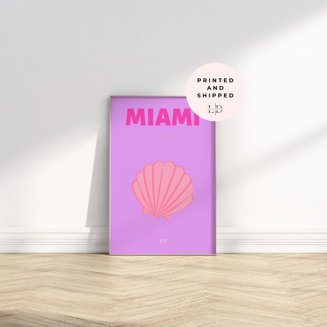 Miami Beach, Preppy Beach Posters, Prints Pink Girly Wall Art Beachy ...