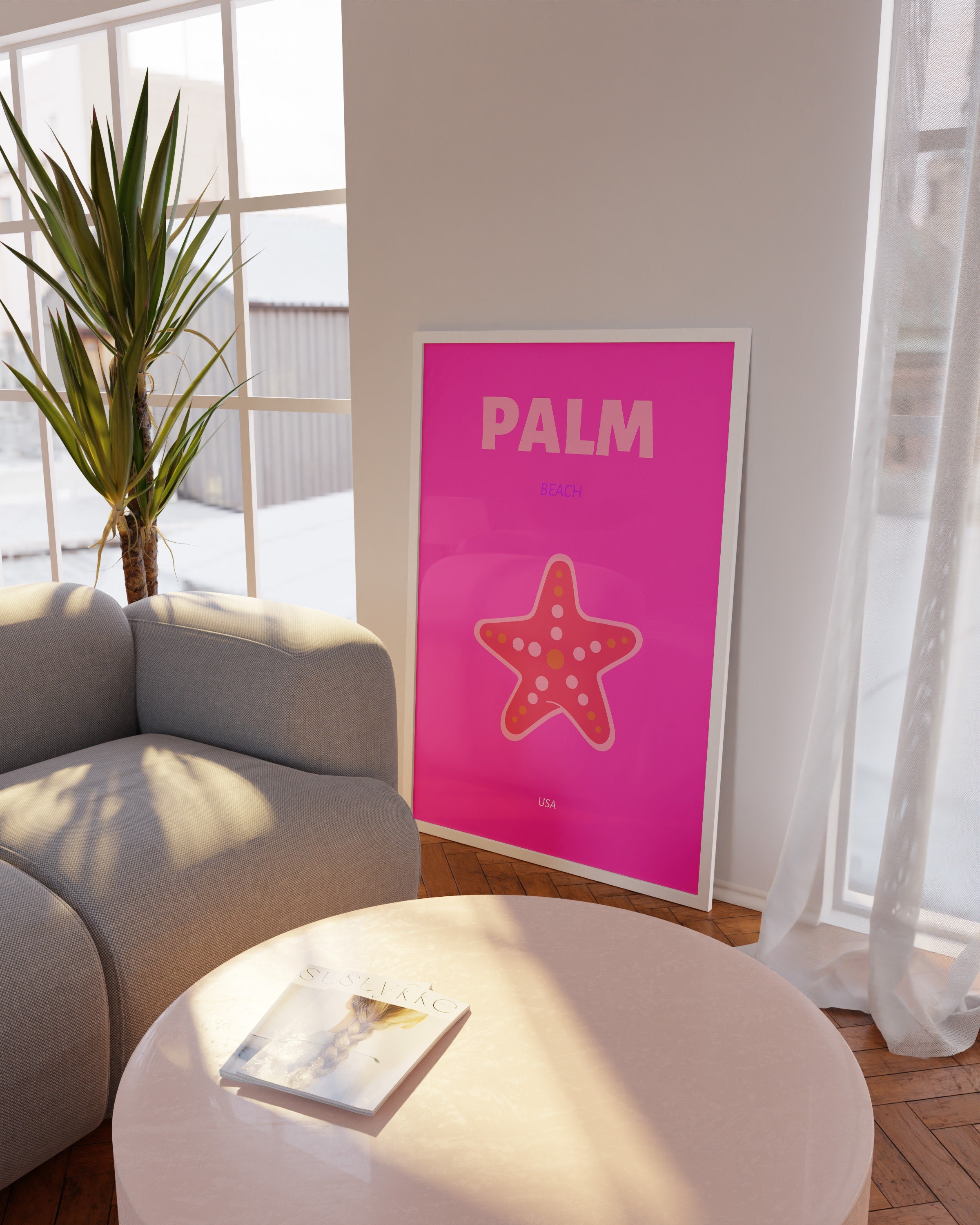 Palm Beach Preppy Beach Posters Prints Pink Girly Wall Art - Etsy