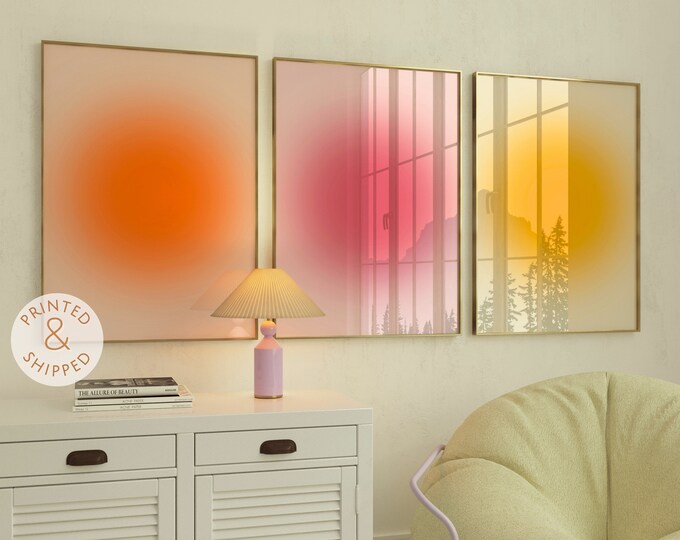 Peach Blur Aura Digital Poster - Printable Peach Gradient Wall Print ...