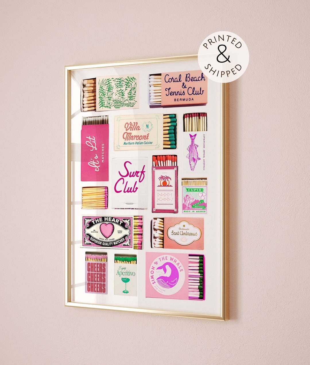 Vintage Matchbox Print, Trendy Matches Poster, Retro Matchbook Wall Art ...