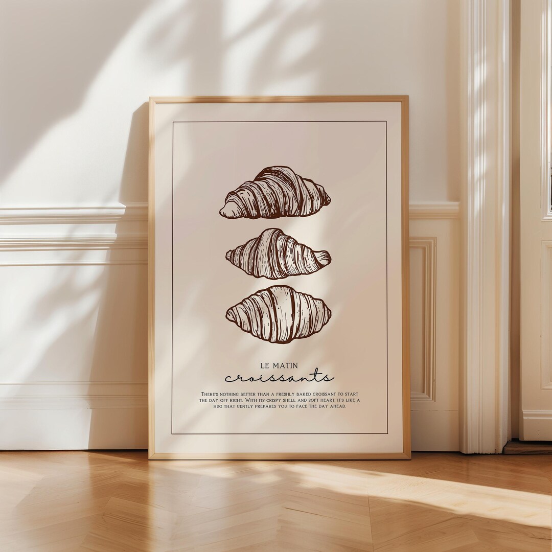 Vintage French Croissant Wall Art, Rustic Kitchen Decor Inspired by ...