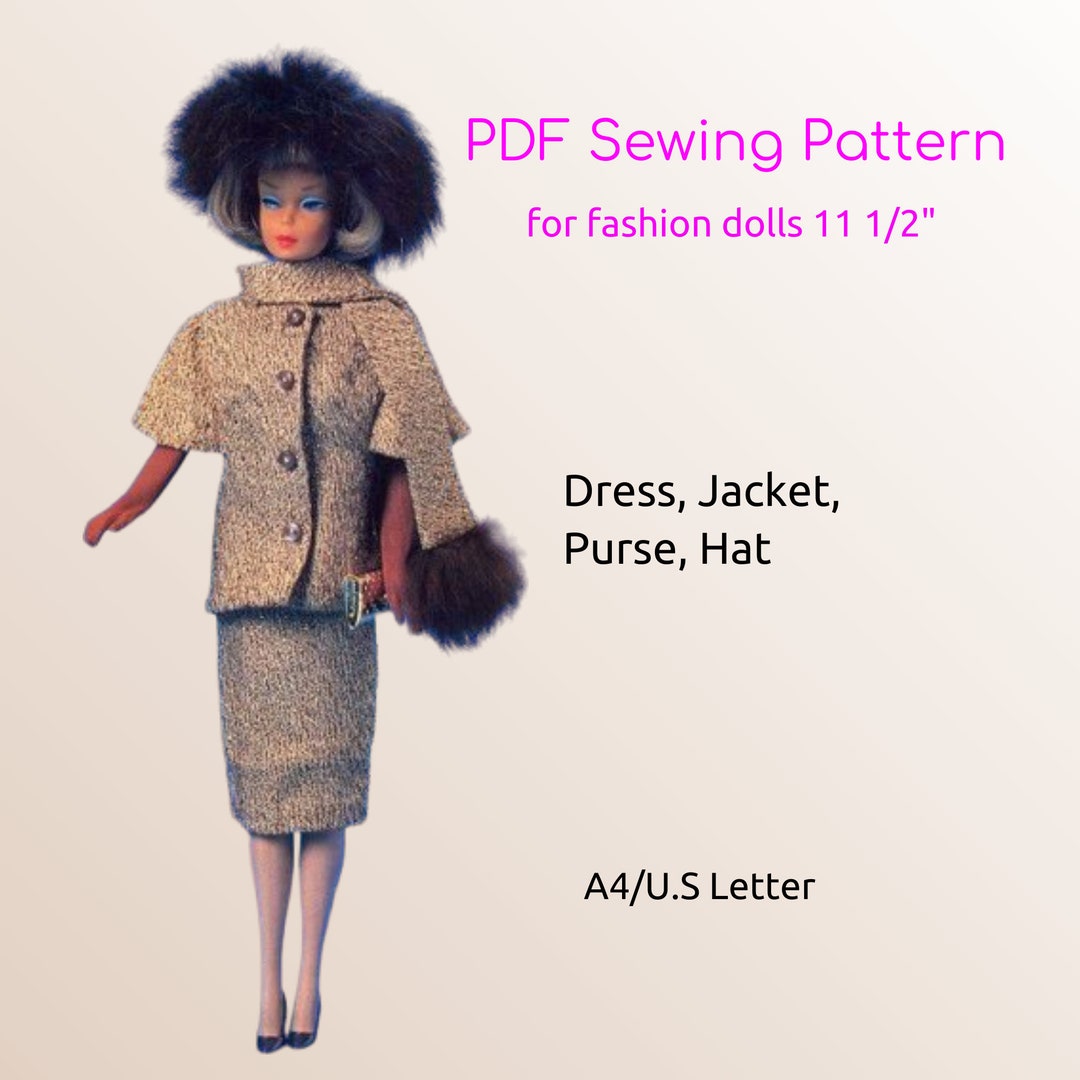 Dress Jacket Purse Hat Barbie Pattern Vintage Sewing PDF - Etsy