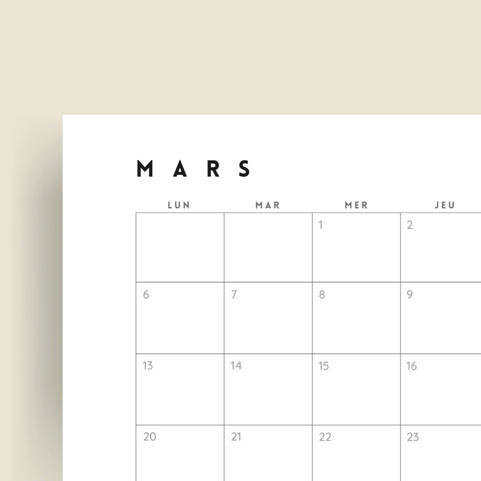 2023 French Calendar 2023 Calendrier Français Calendrier Minimaliste ...