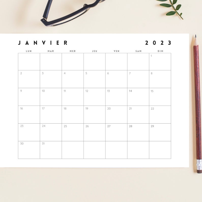 2023 French Calendar 2023 Calendrier Français Calendrier Minimaliste ...