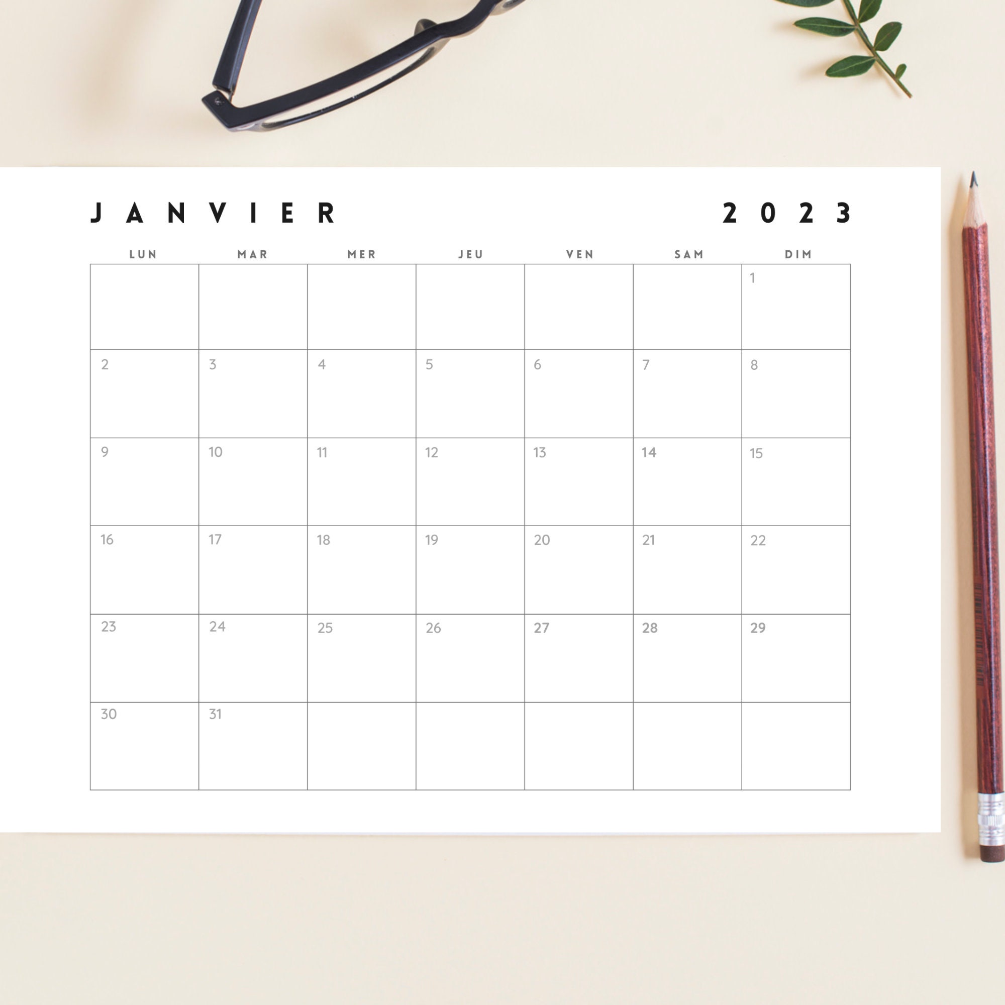 2023 French Calendar 2023 Calendrier Français Calendrier Minimaliste ...