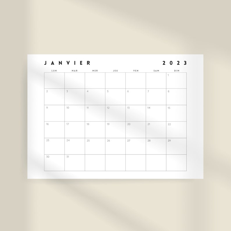 2023 French Calendar 2023 Calendrier Français Calendrier Minimaliste ...