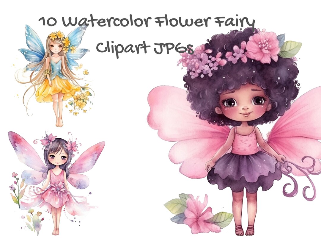 10 Flower Fairy Clipart, High Quality Jpgs, Watercolor Clipart ...