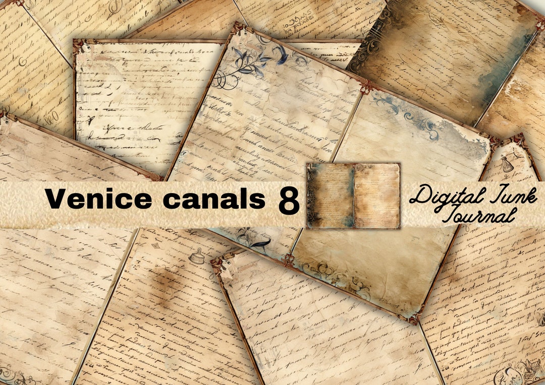 8 Old Handwriting Junk Journal Pages, Digital Scrapbook Paper Kit ...