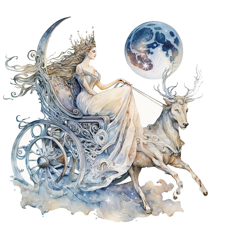 10 Greek Goddess Clipart Moon Goddess Greek Mythology High - Etsy