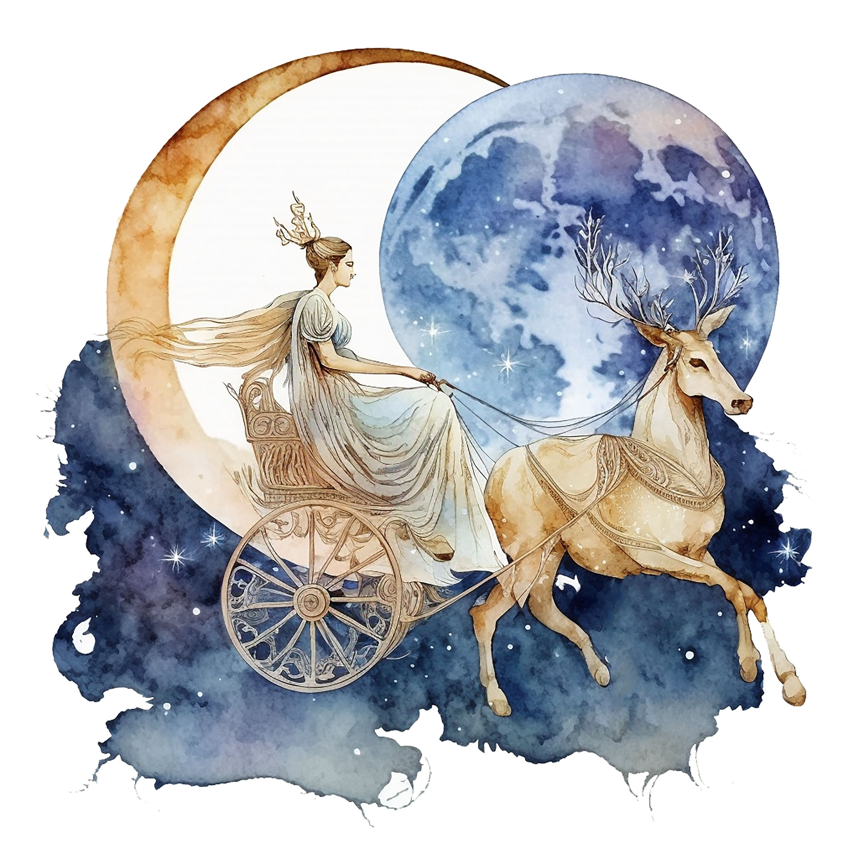 10 Greek Goddess Clipart Moon Goddess Greek Mythology High - Etsy