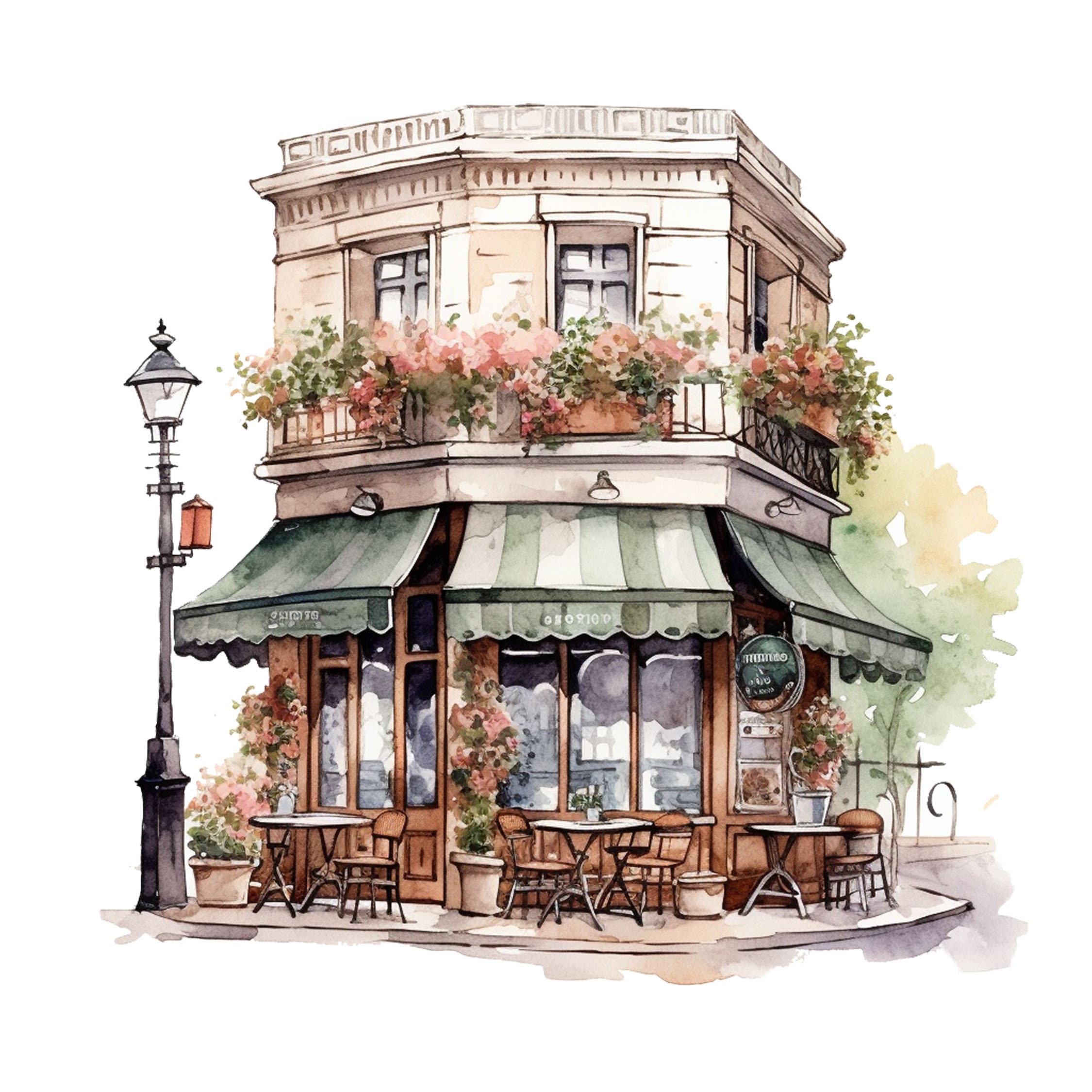 22 Watercolor Coffee Shop Clipart, PNG, Cafe Clipart,collage Spring ...