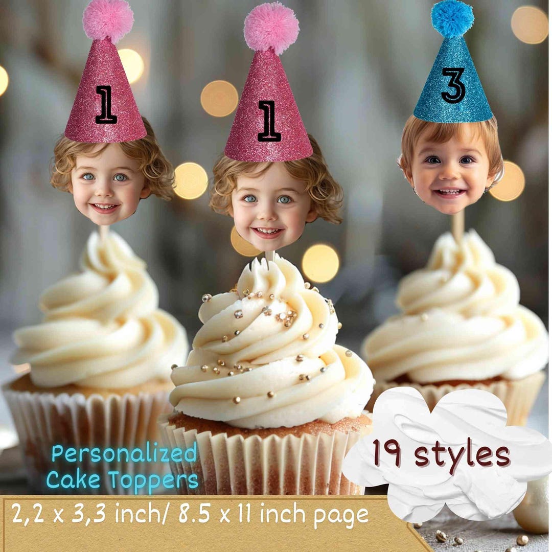 Photo ANY AGE, Birthday Decor, Cupcake Toppers Baby Face, Cupcake Kid ...