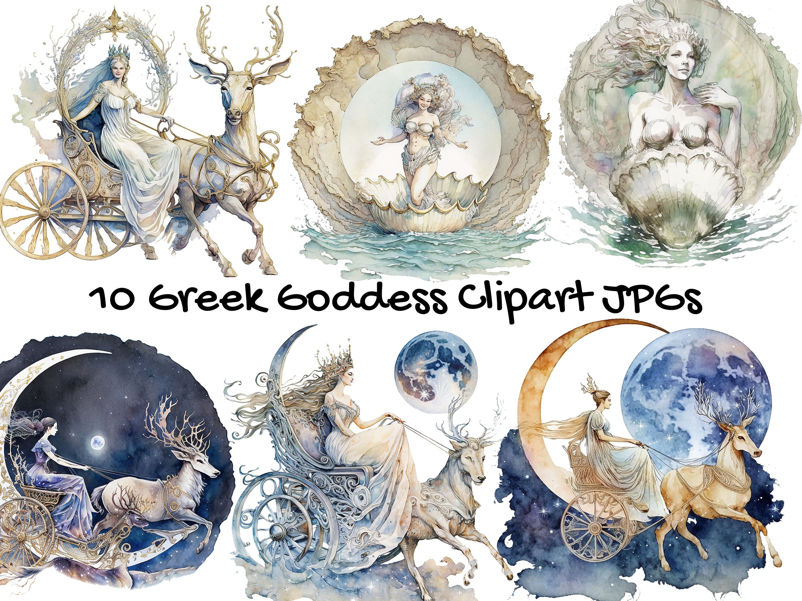 10 Greek Goddess Clipart Moon Goddess Greek Mythology High - Etsy