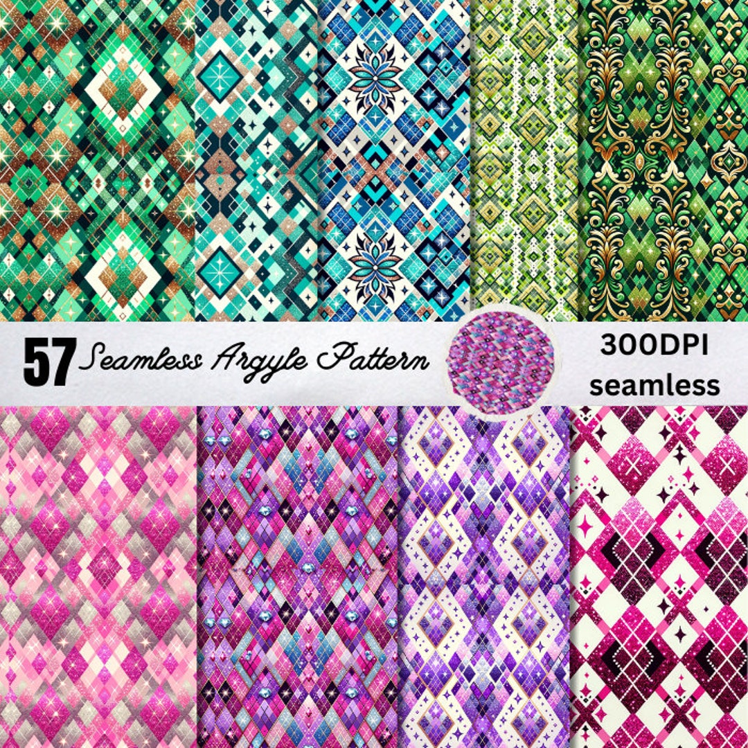 57 Argyle Digital Paper, Argyle Seamless Glitter Pattern, Argyle ...