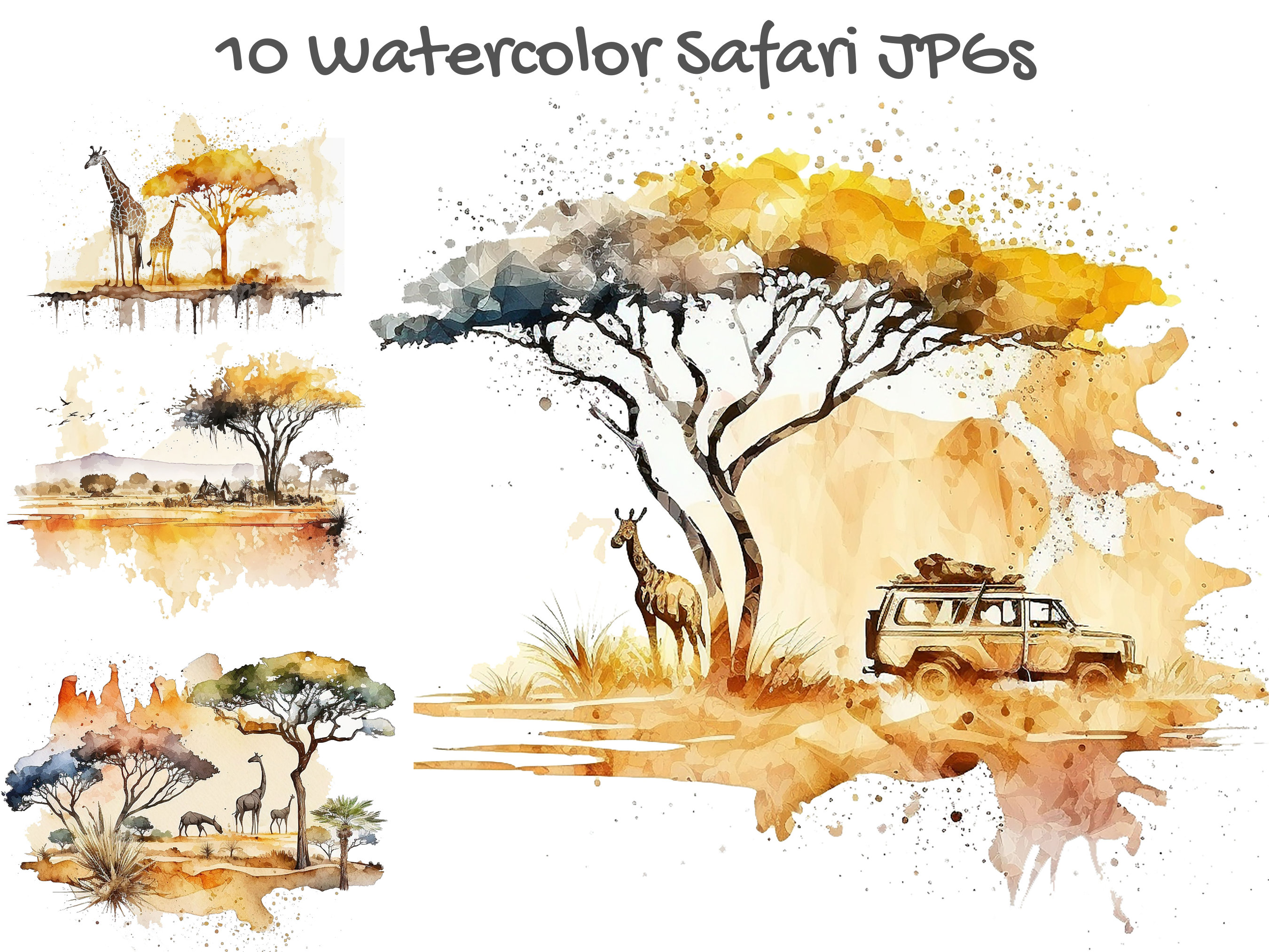 African Safari Landscape Drawing