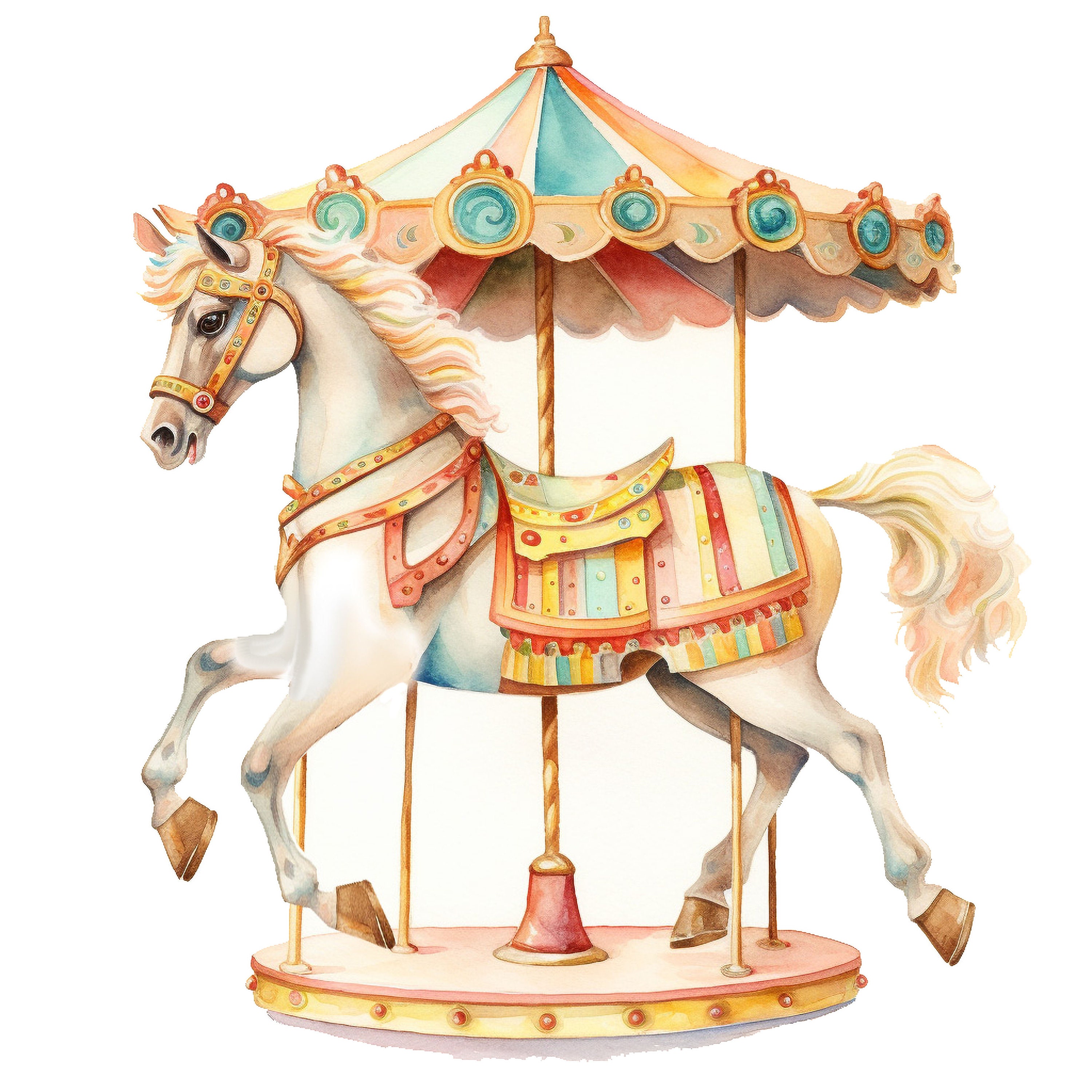 10 Carousel Horse Clipart, Horse Clipart, High Quality Jpgs, Watercolor ...