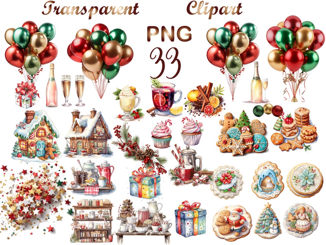 33 Christmas Clipart PNG Cookies Png Commercial Use Digital - Etsy Hong ...