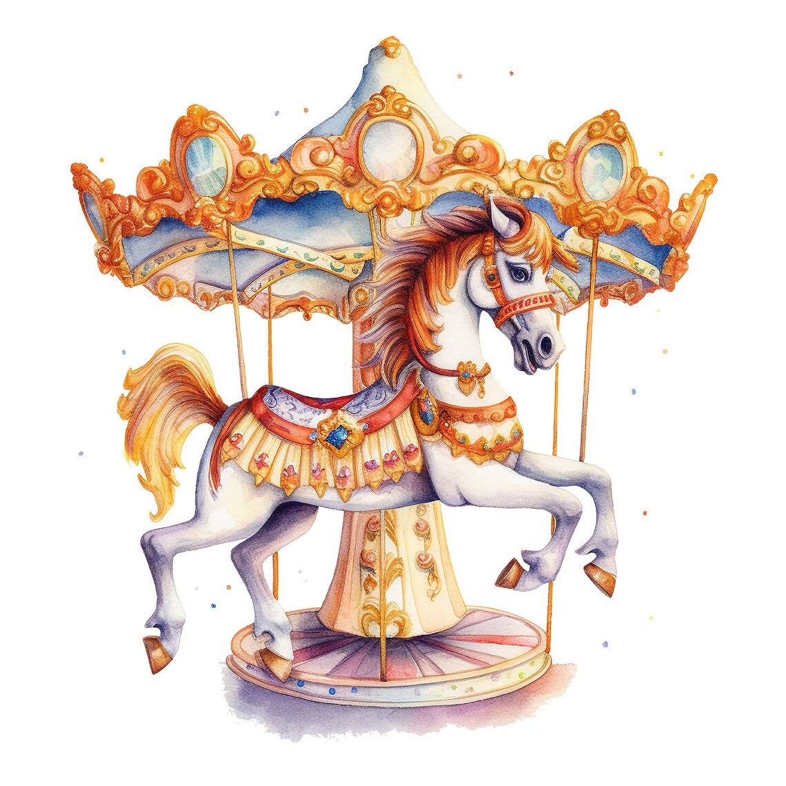 10 Carousel Horse Clipart, Horse Clipart, High Quality Jpgs, Watercolor ...