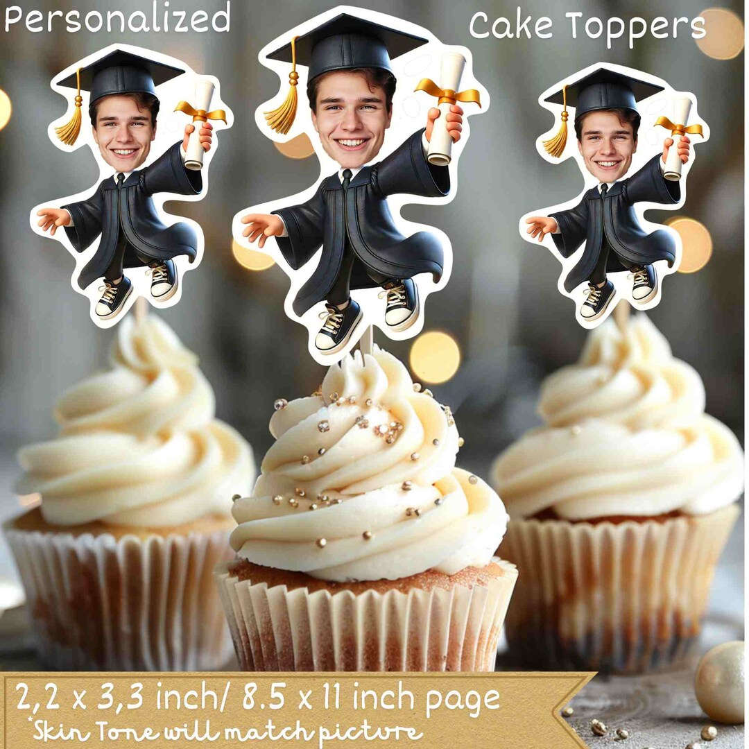 Graduate Personalized Face Cupcake Toppers, Cupcake Toppers Graduation ...
